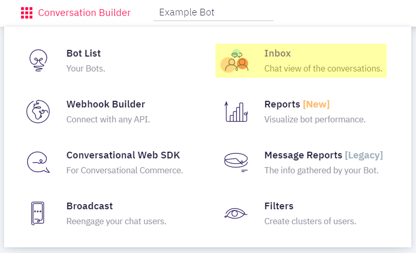 View all chatbot conversations in the Inbox
