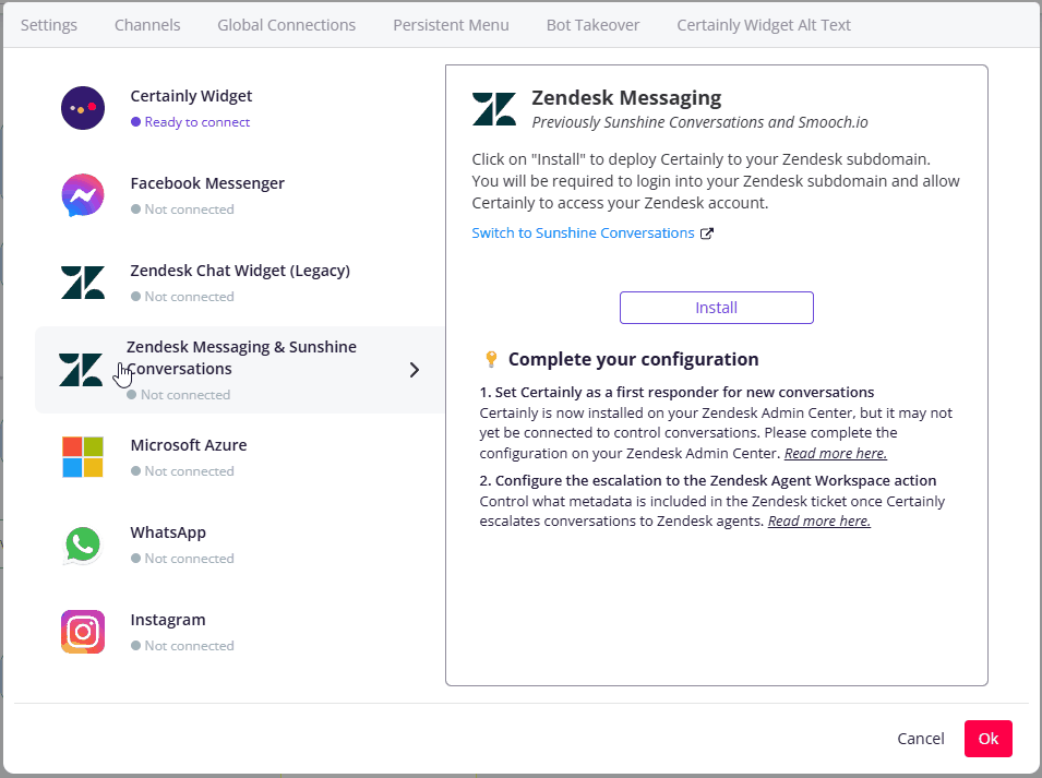 Integrate your Certainly bot with Zendesk Messaging (Previously ...