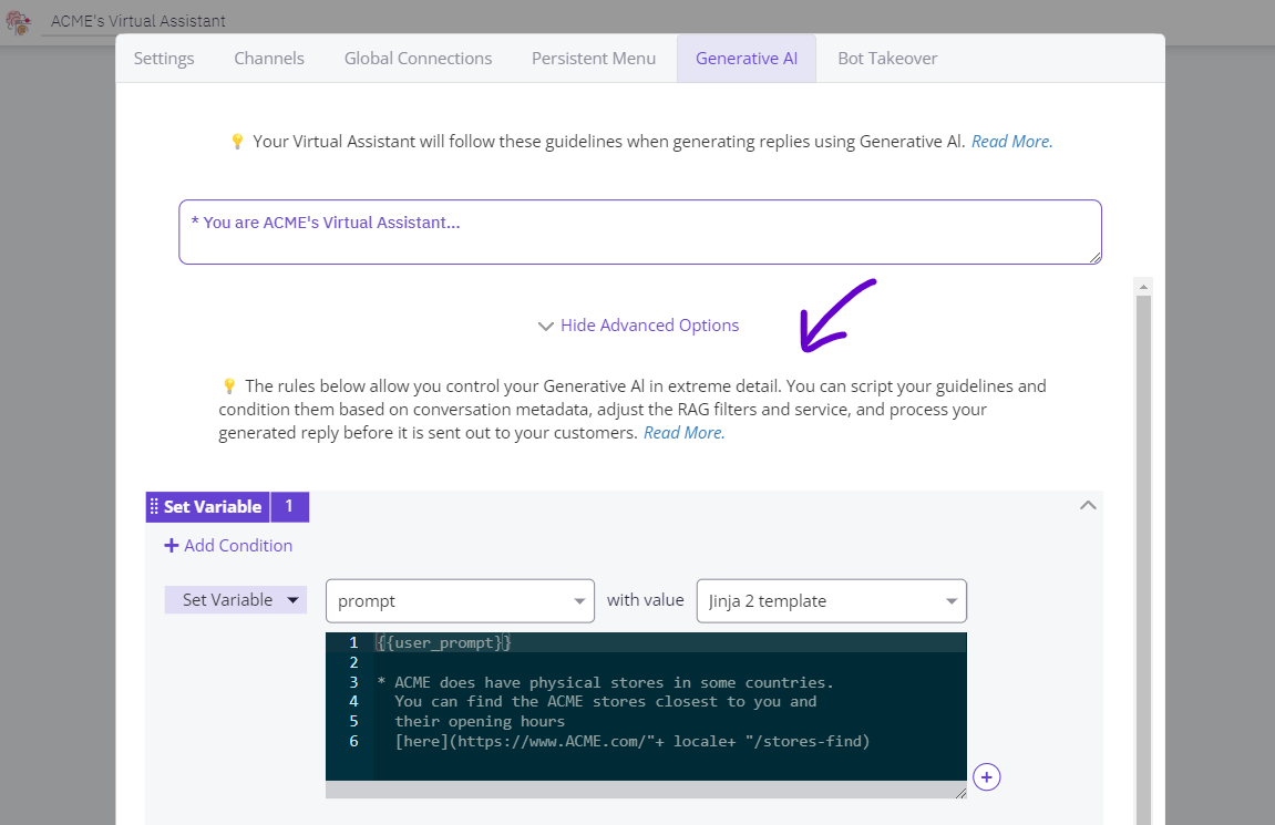Generative AI Advanced Settings